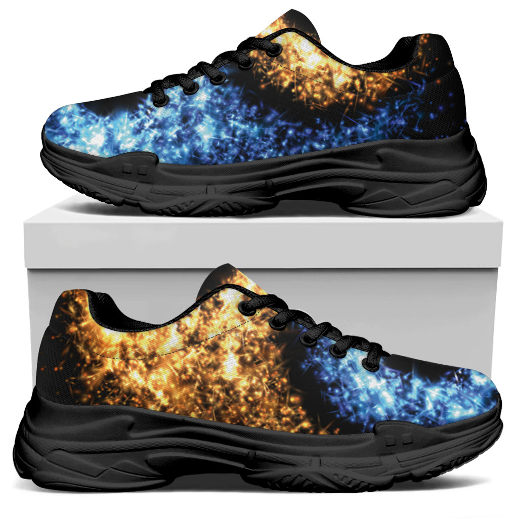 Fire And Ice Sparkle Yin Yang Print Black Chunky Shoes – GearFrost