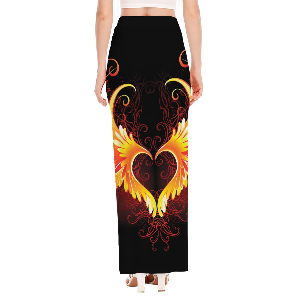 Fire Angel Wings Print High Slit Maxi Skirt – GearFrost