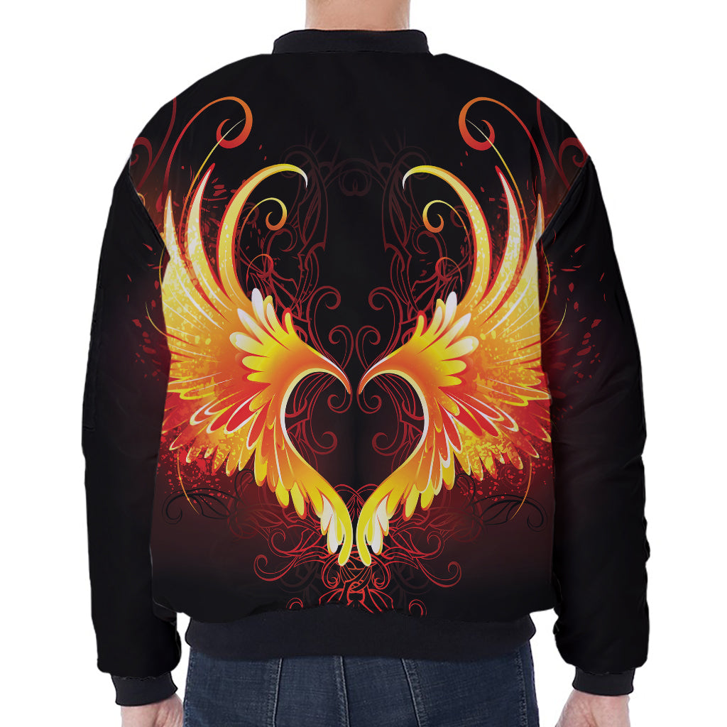 Fire Angel Wings Print Zip Sleeve Bomber Jacket – GearFrost