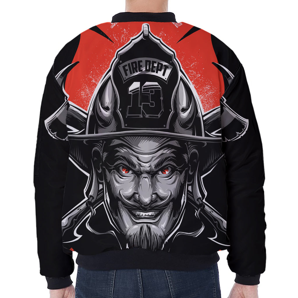 Firefighter Devil Print Zip Sleeve Bomber Jacket – GearFrost