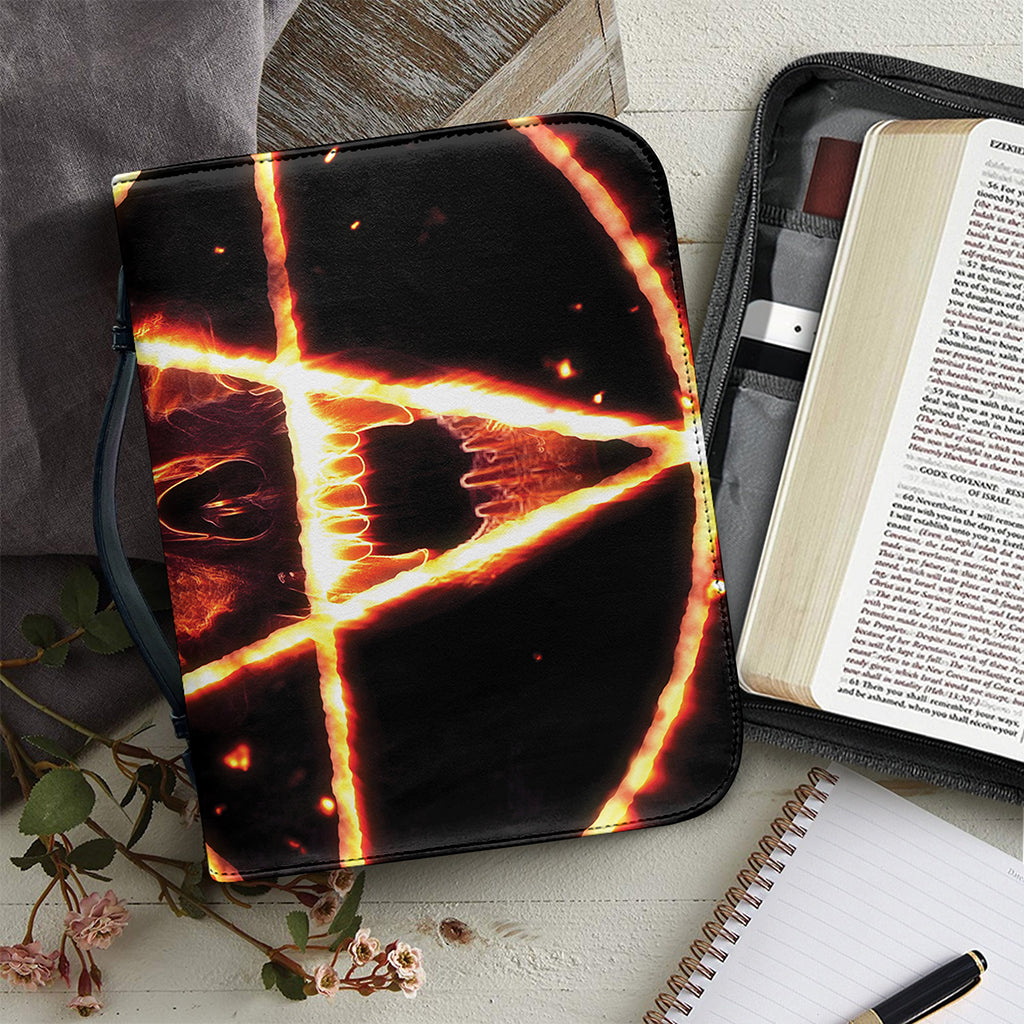 Flame Satanic Pentagram Print Leather Bible Cover – GearFrost