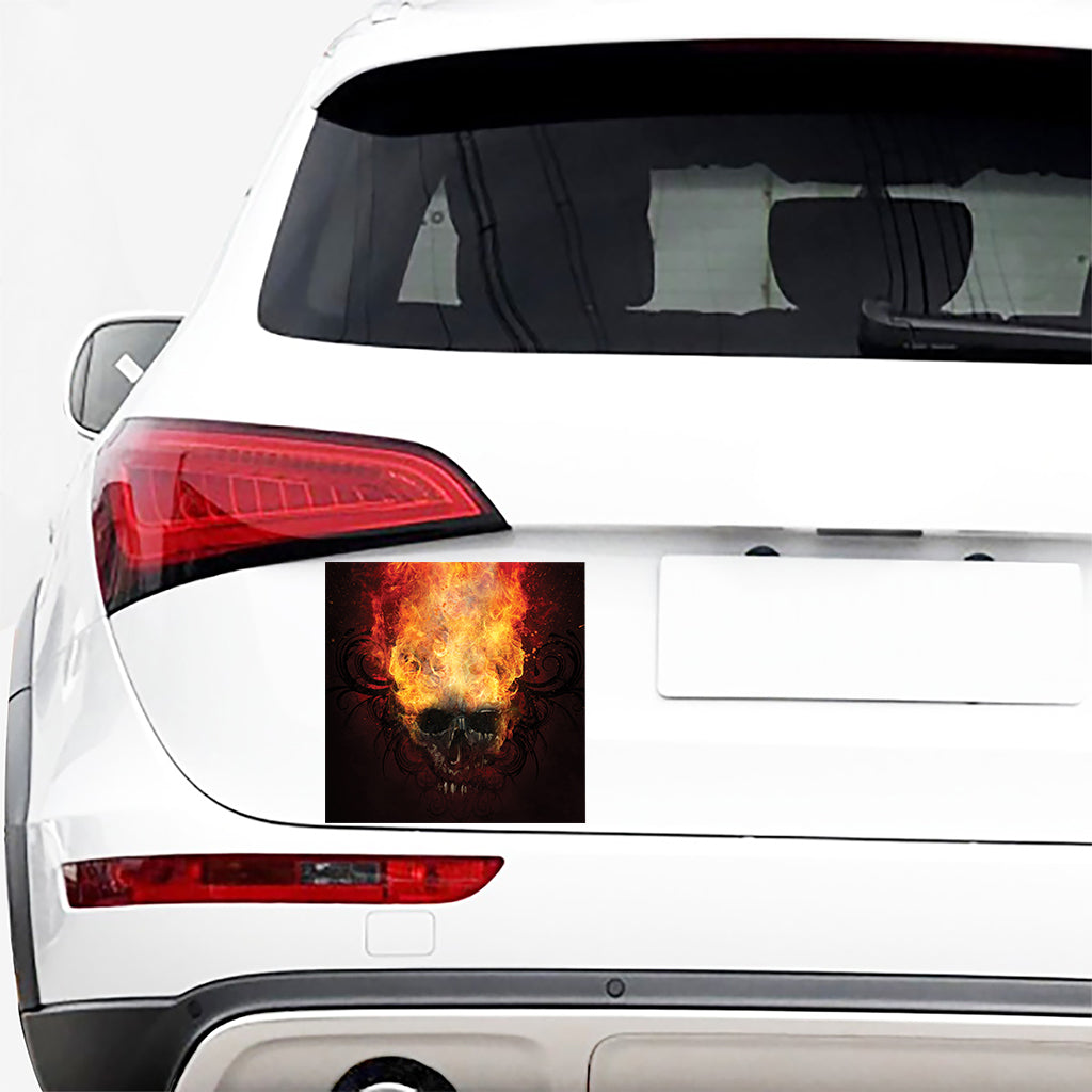 Flaming Demon Skull Print Car Sticker – GearFrost