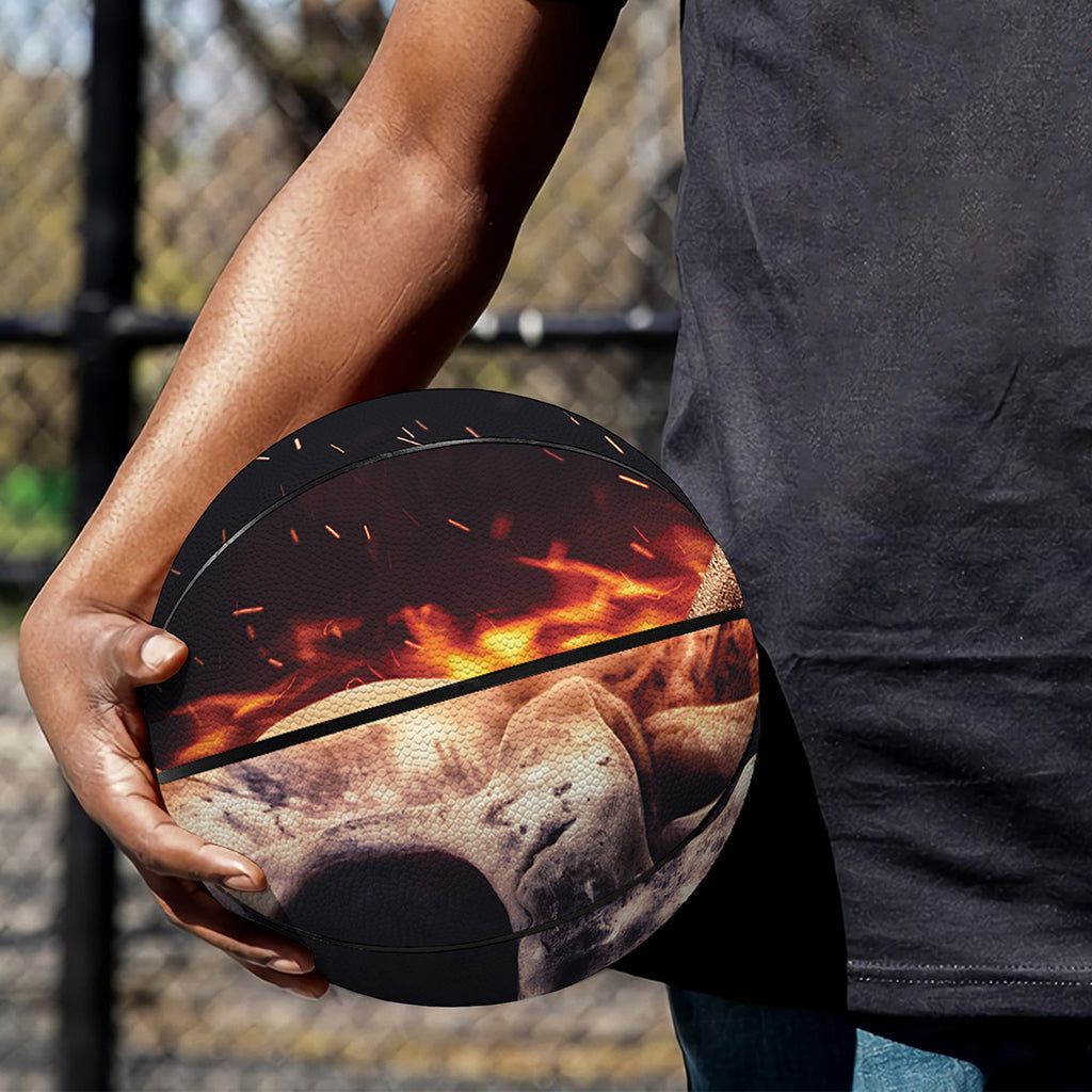 Flaming Skull And Cross Wrench Print Basketball – GearFrost