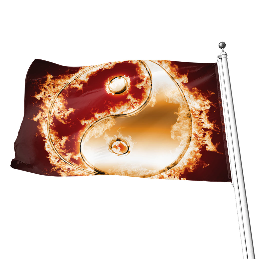 Flaming Yin Yang Print Flag – GearFrost