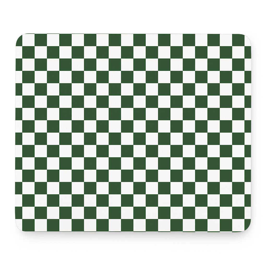 Forest Green And White Checkered Print Mouse Pad – GearFrost