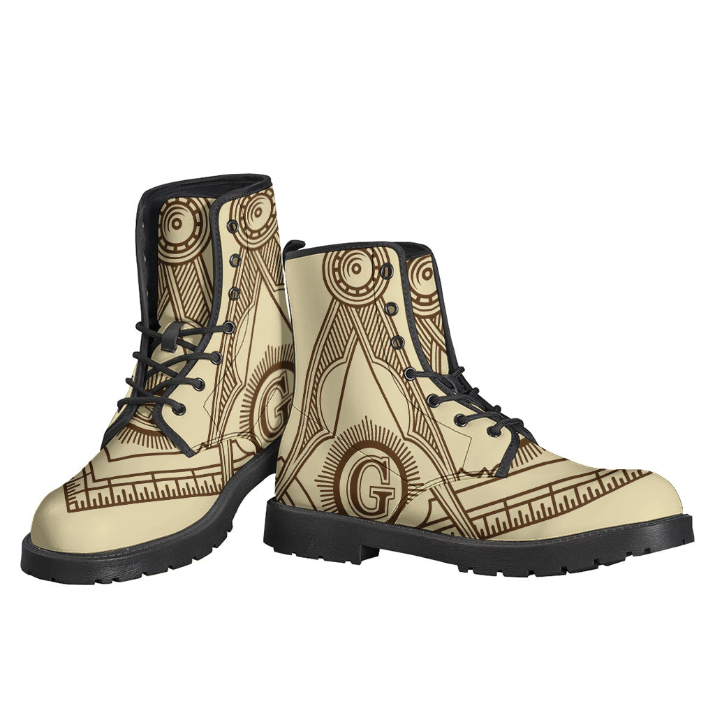 Freemasonry Symbol Print Leather Boots – GearFrost