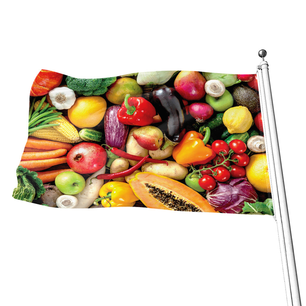 Fresh Fruits And Vegetables Print Flag – GearFrost