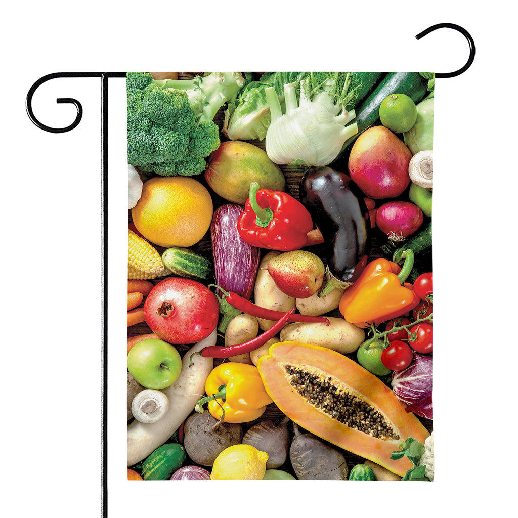 Fresh Fruits And Vegetables Print House Flag – GearFrost