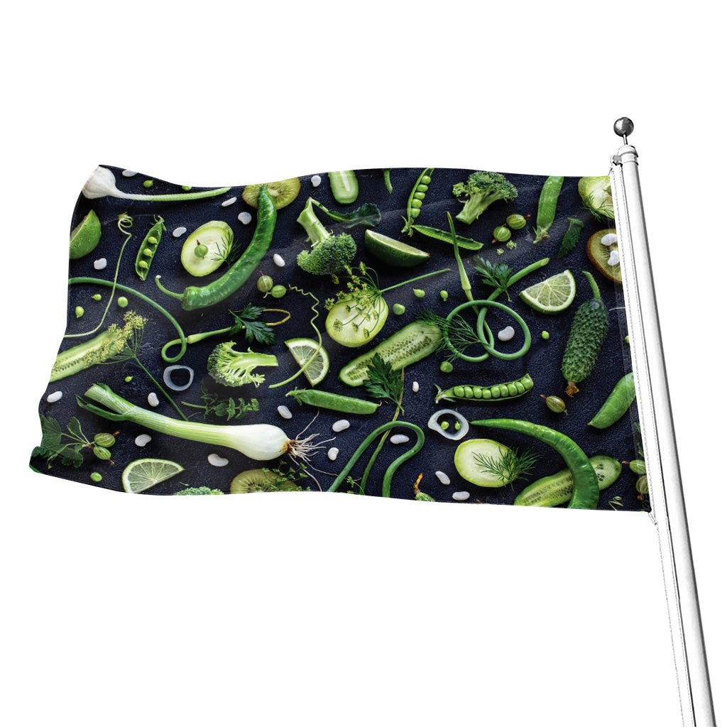 Fresh Green Fruit And Vegetables Print Flag – GearFrost