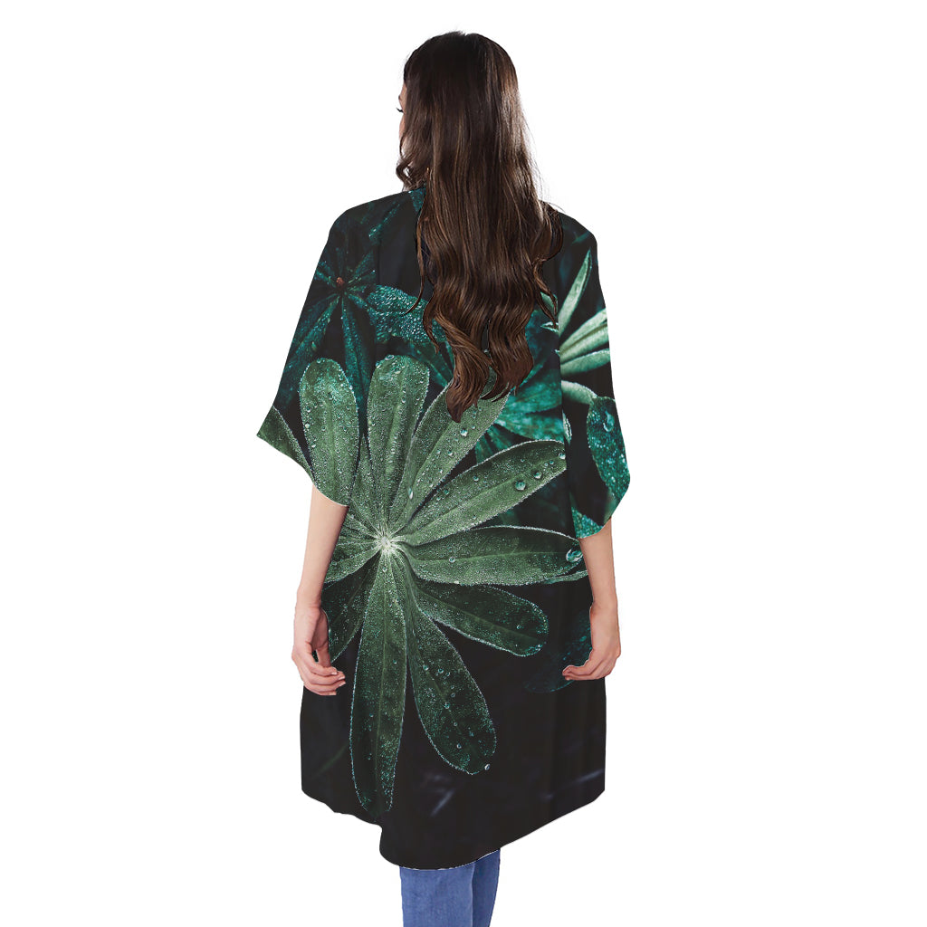 Fresh Tropical Leaf Print Open Front Beach Cover Up – GearFrost