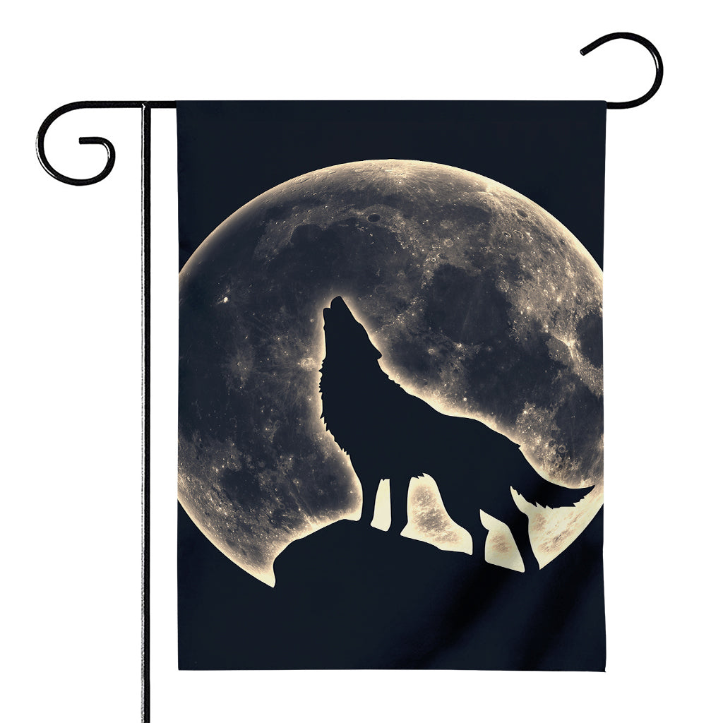 Full Moon Howling Wolf Print House Flag – GearFrost