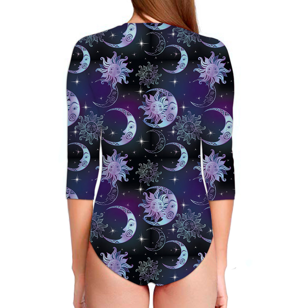 Galaxy Celestial Sun And Moon Print Long Sleeve Swimsuit – GearFrost