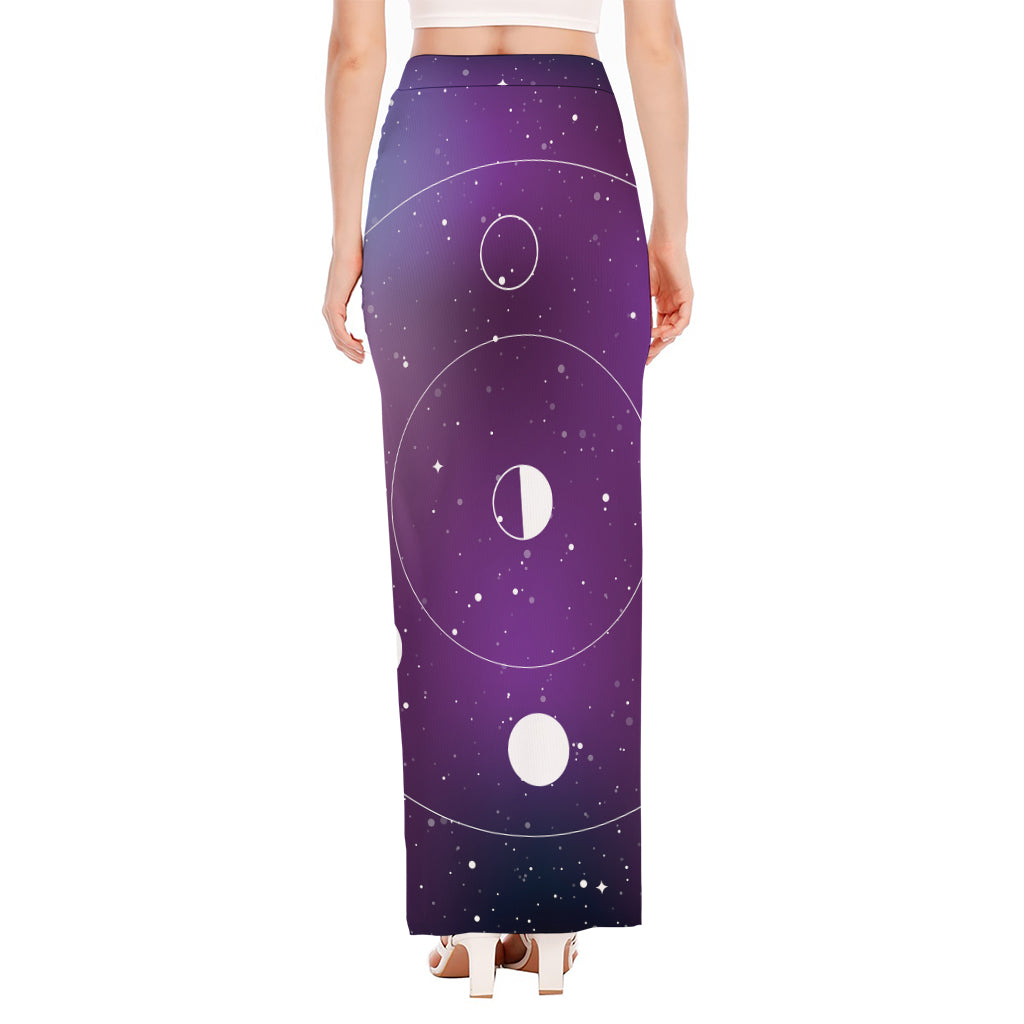 Galaxy Moon Phase Print High Slit Maxi Skirt – GearFrost