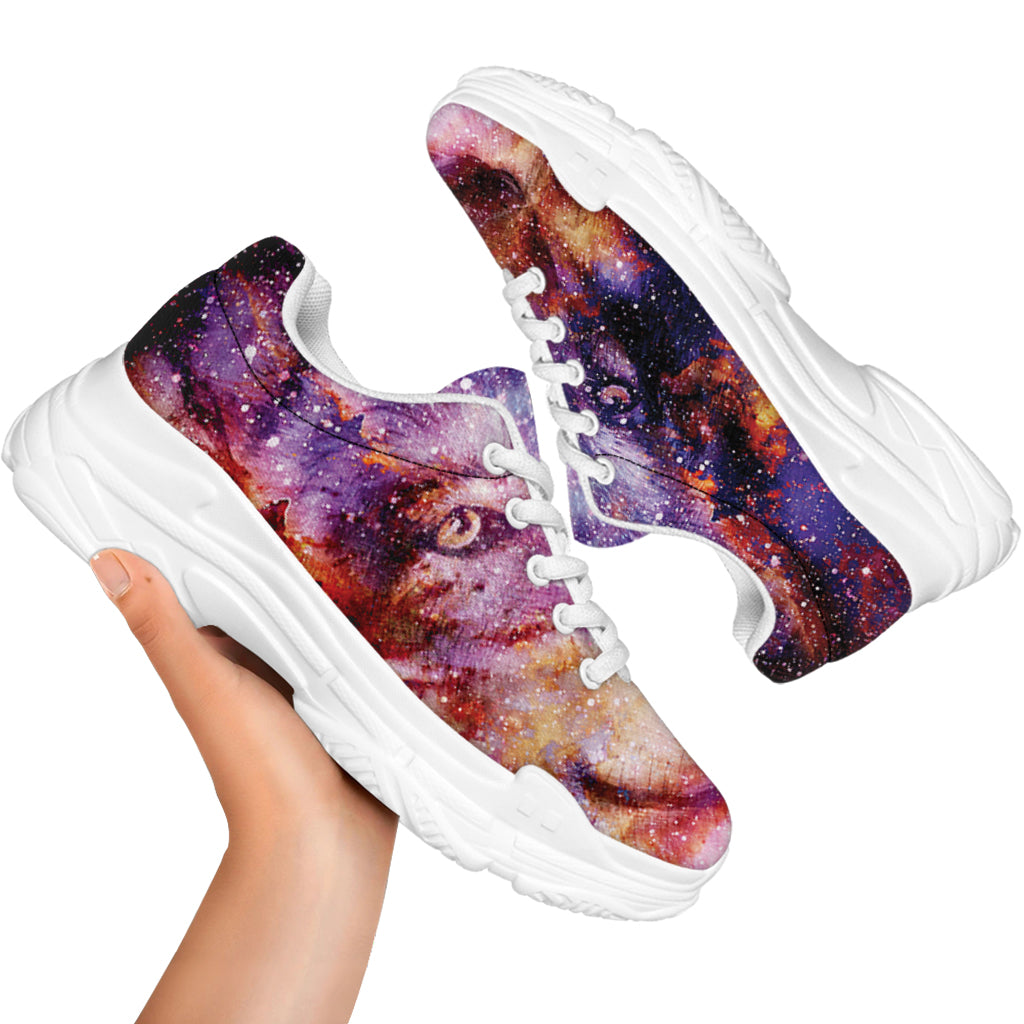 Galaxy Wolf Portrait Print White Chunky Shoes – GearFrost