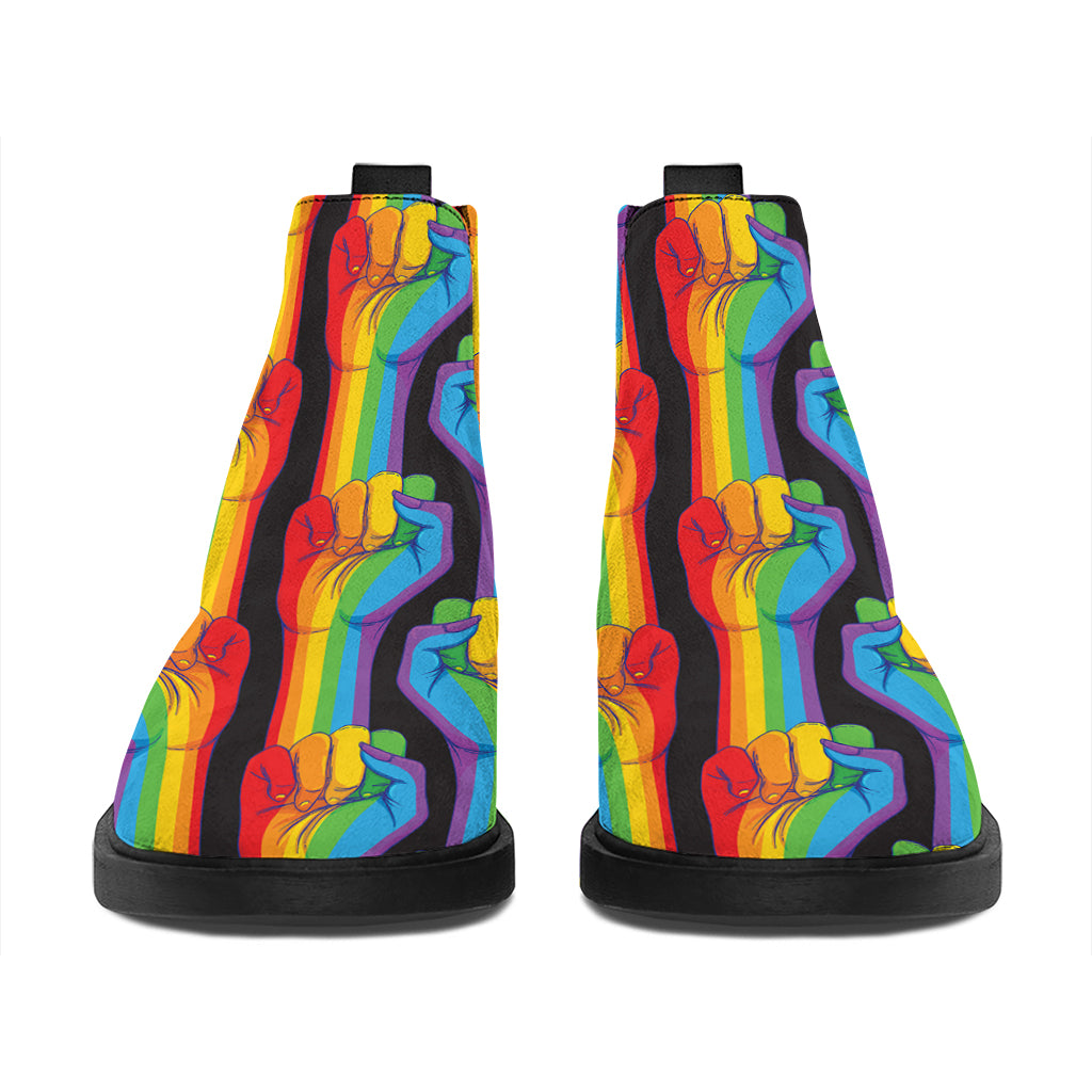 Gay Pride Hand Sign Pattern Print Flat Ankle Boots – GearFrost
