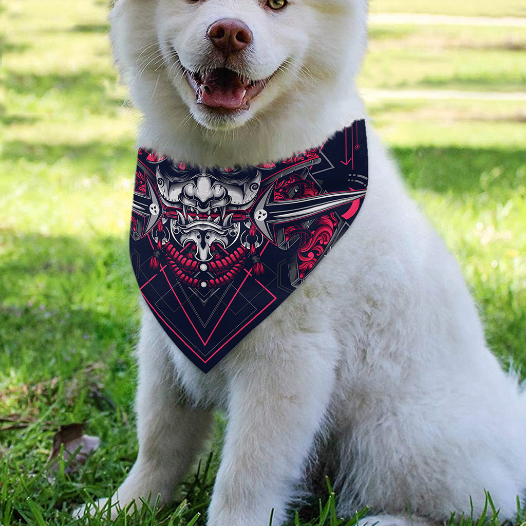 Geometric Samurai Mask Print Over The Collar Dog Bandana – GearFrost