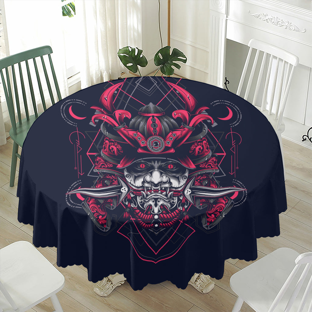 Geometric Samurai Mask Print Waterproof Round Tablecloth – GearFrost