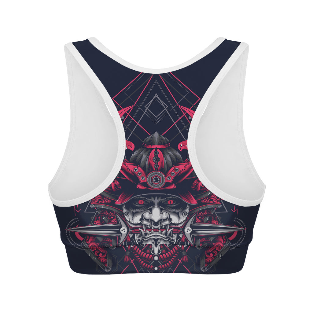 Geometric Samurai Mask Print Women's Sports Bra – GearFrost