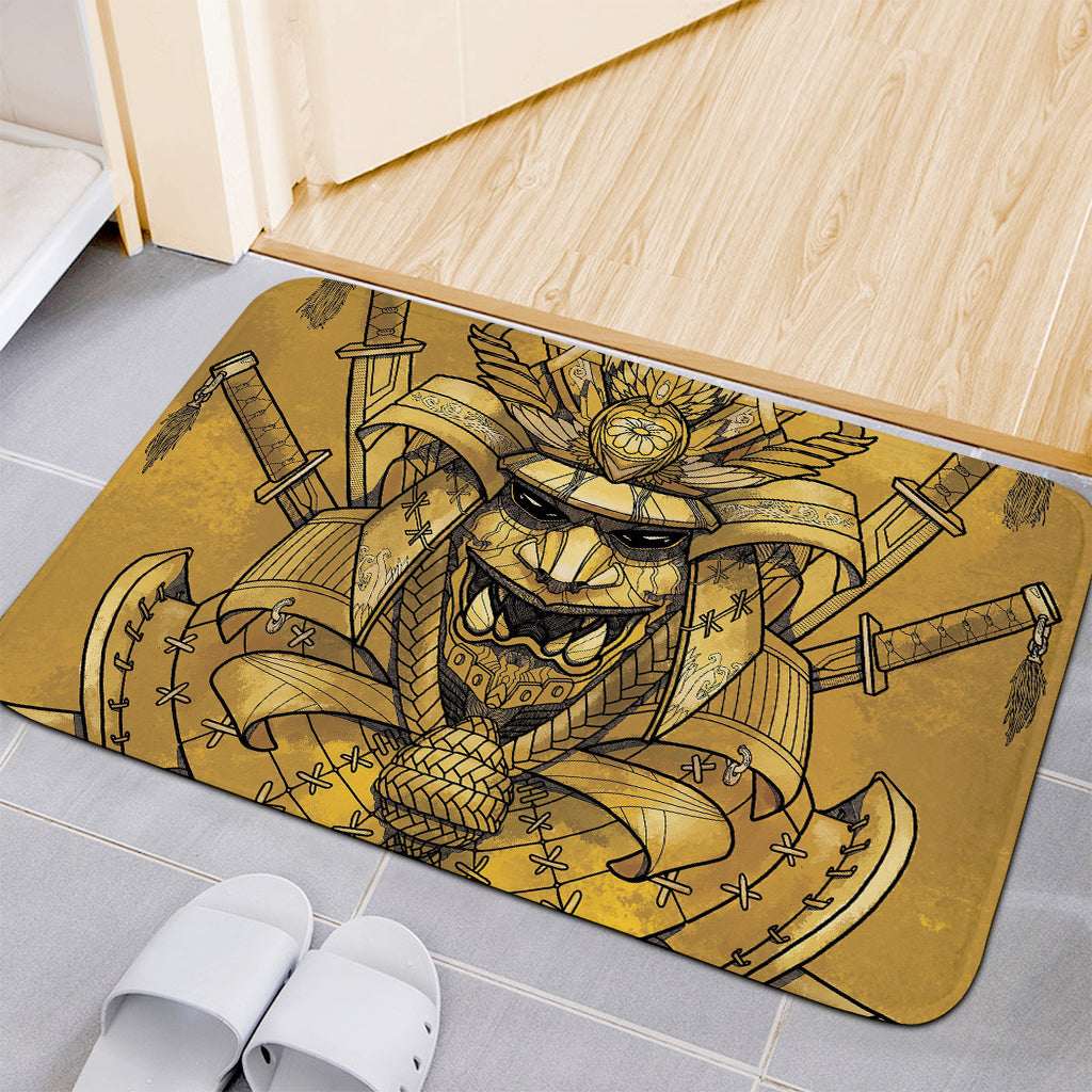 Gold Samurai Mask Print Indoor Door Mat – GearFrost