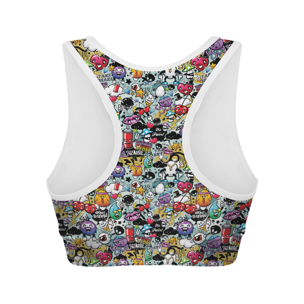 Graffiti Cartoon Characters Print Women's Sports Bra – GearFrost