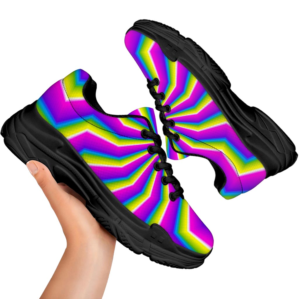 Green Dizzy Moving Optical Illusion Black Chunky Shoes – GearFrost