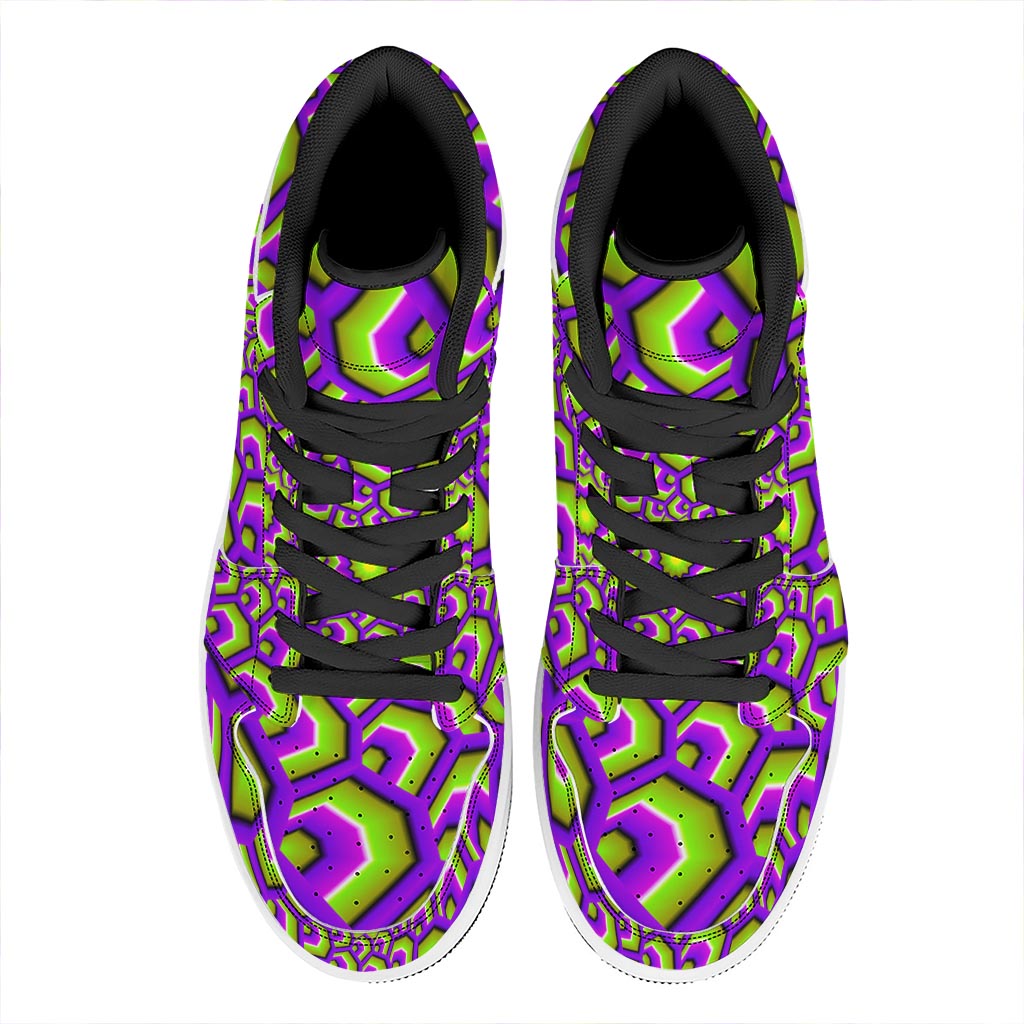 Green Hive Moving Optical Illusion High Top Leather Sneakers – GearFrost
