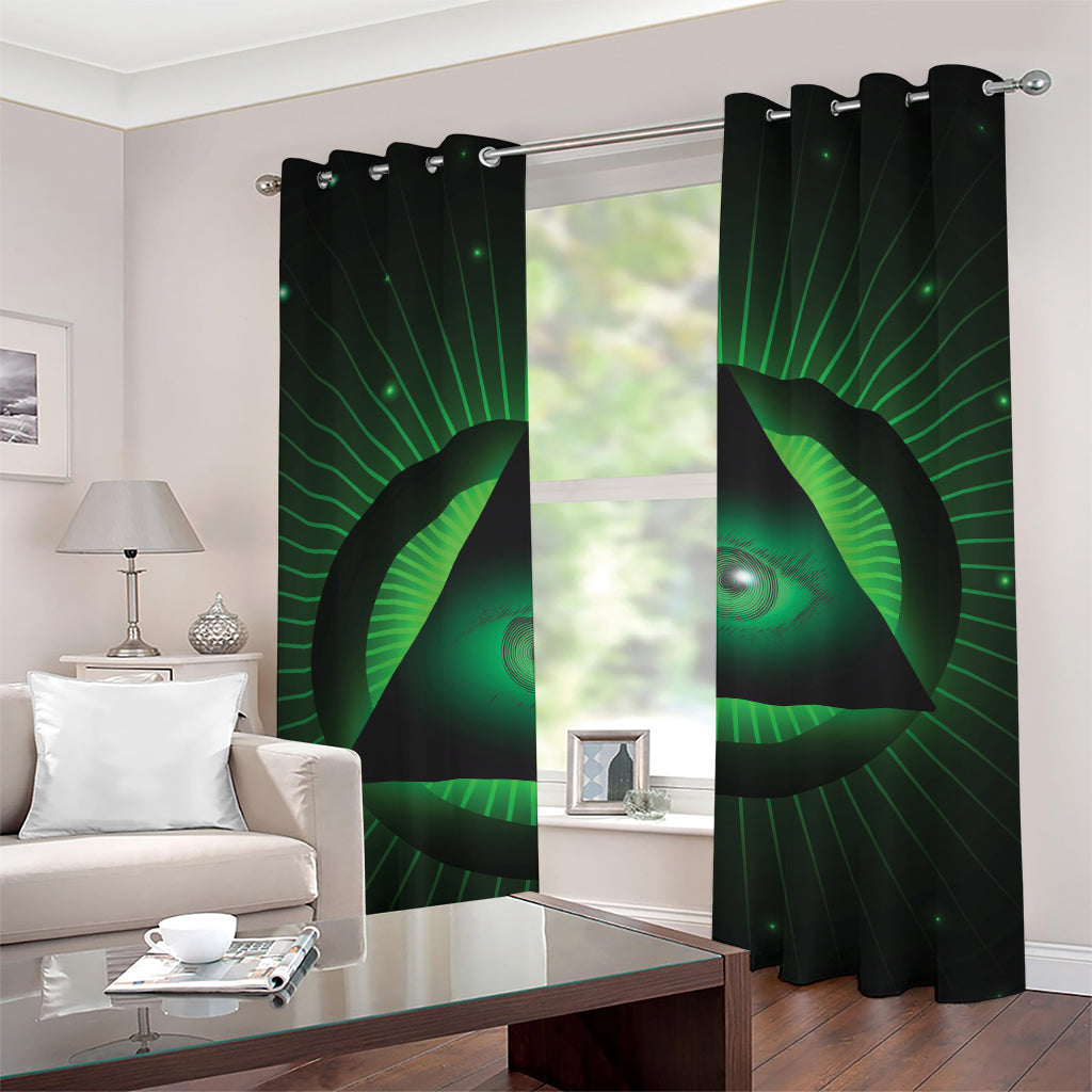 Green Masonic Eye Print Grommet Curtains – GearFrost