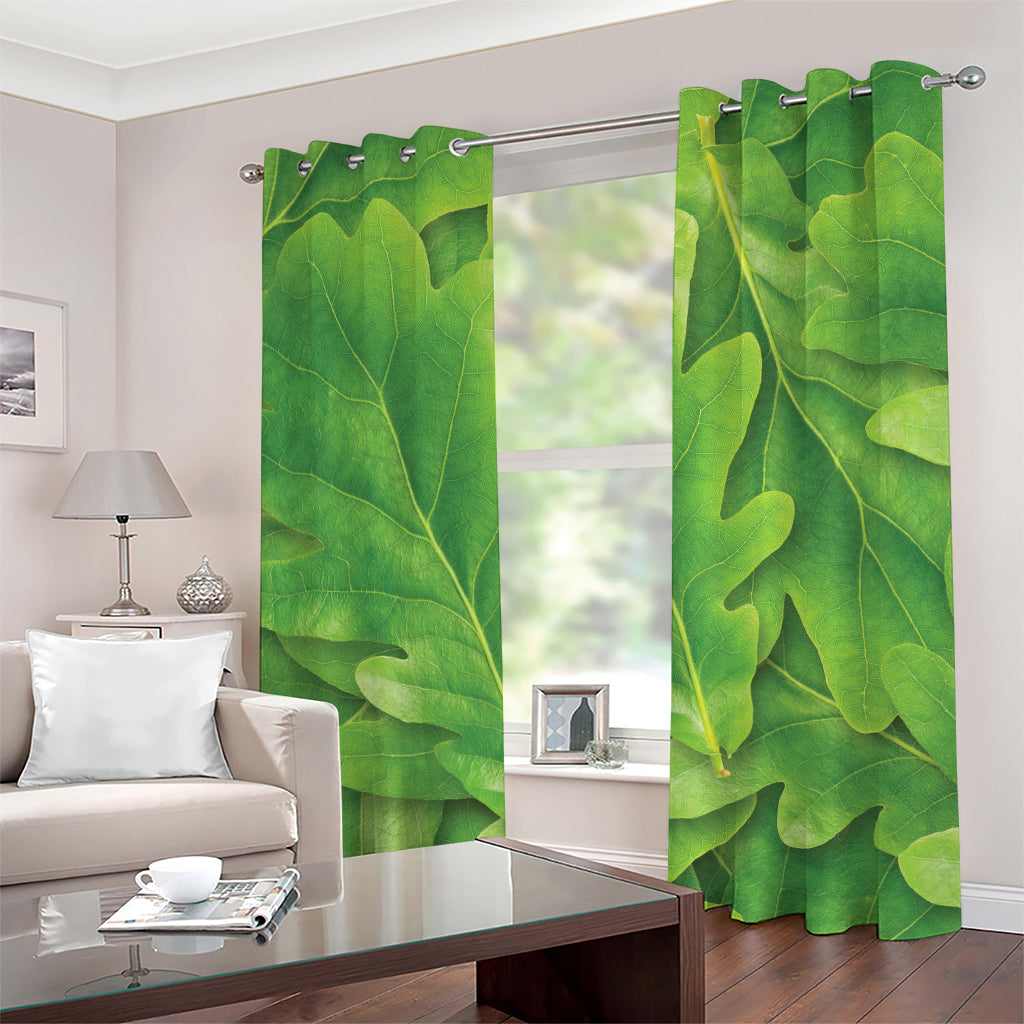 Green Oak Leaf Print Grommet Curtains – GearFrost