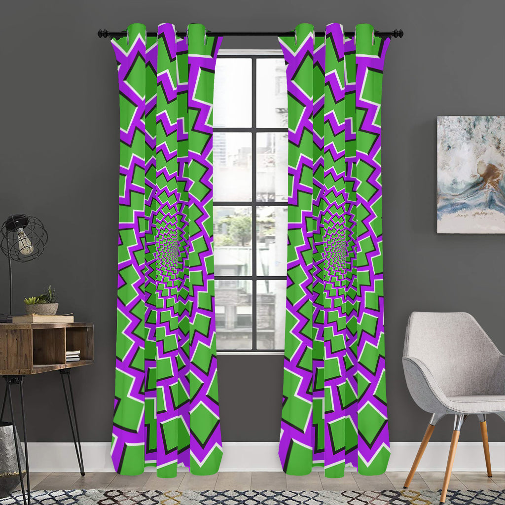 Green Shapes Moving Optical Illusion Grommet Curtain Panels – GearFrost