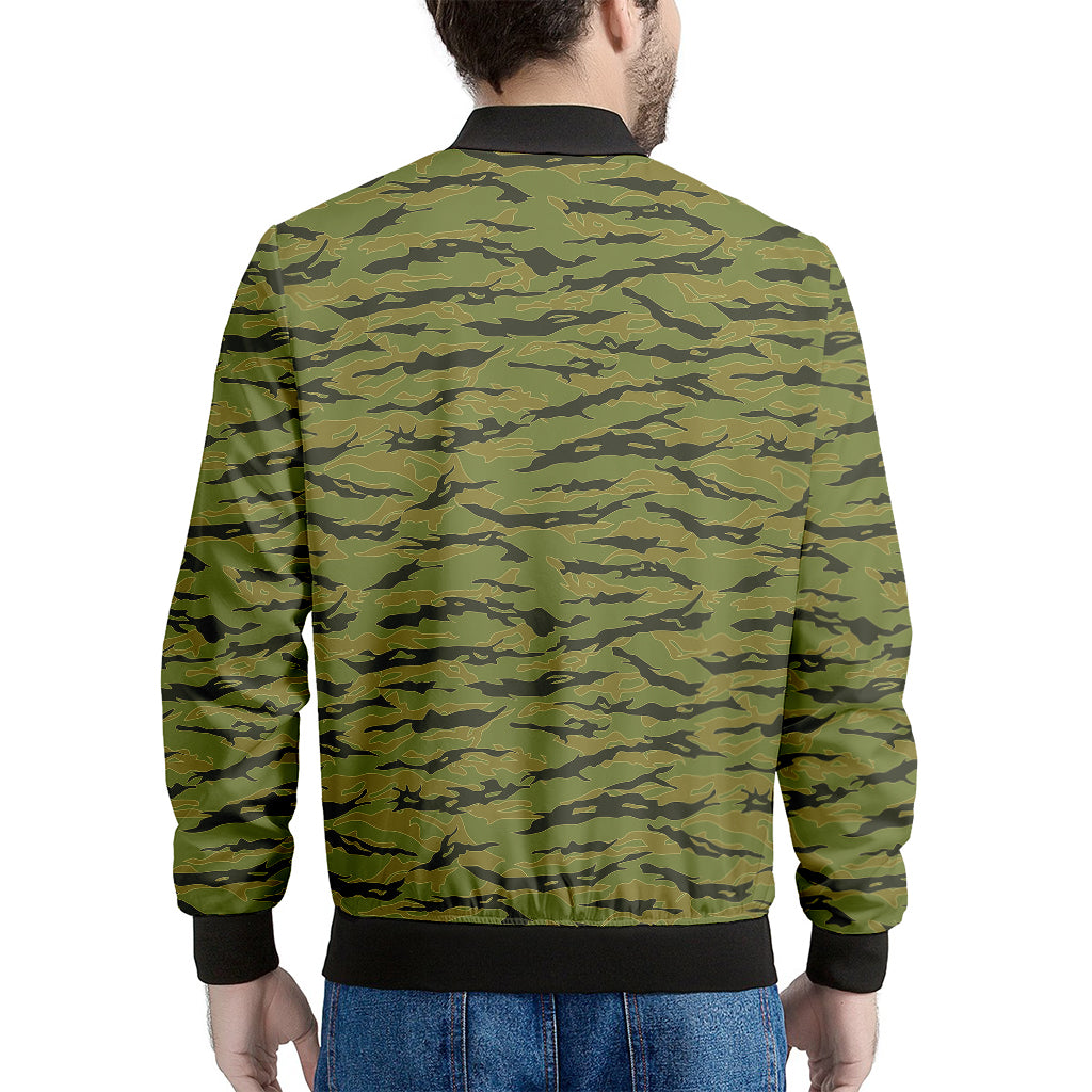 Green Tiger Stripe Camo Pattern Print Men's Bomber Jacket – GearFrost