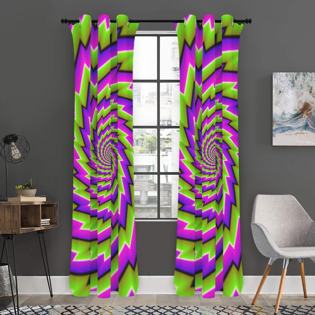 Green Twisted Moving Optical Illusion Grommet Curtain Panels – GearFrost