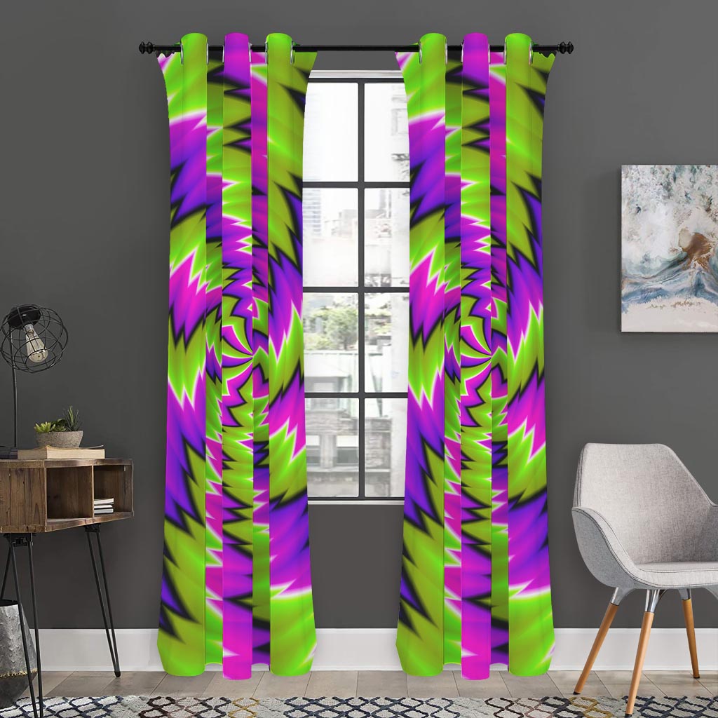 Green Vortex Moving Optical Illusion Grommet Curtain Panels – GearFrost