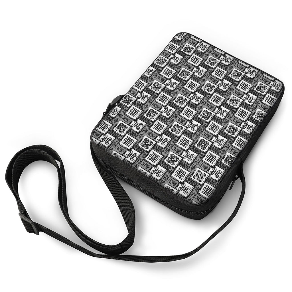 Grey African Adinkra Symbols Print Rectangular Crossbody Bag – GearFrost