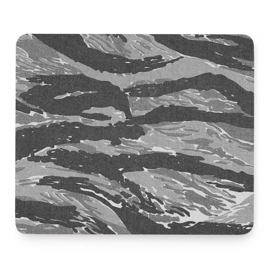 Grey Tiger Stripe Camouflage Print Mouse Pad – GearFrost