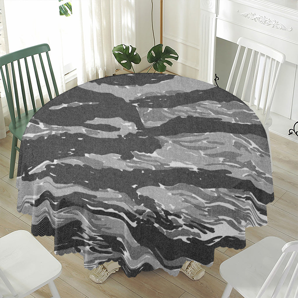Grey Tiger Stripe Camouflage Print Waterproof Round Tablecloth – GearFrost