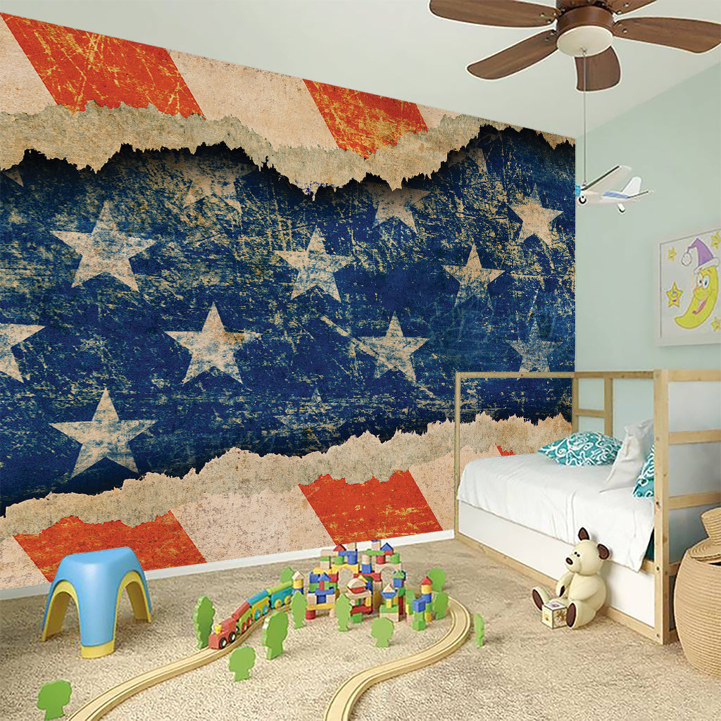 Grunge Ripped Paper American Flag Print Wall Sticker – GearFrost