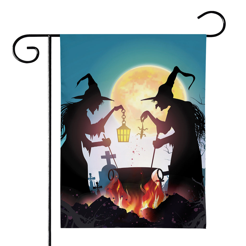 Halloween Witch And Cauldron Print House Flag – GearFrost