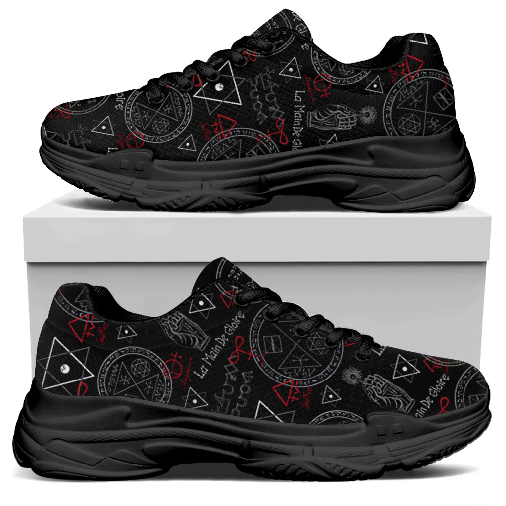 Hand Of Glory Black Magic Witch Print Black Chunky Shoes – GearFrost