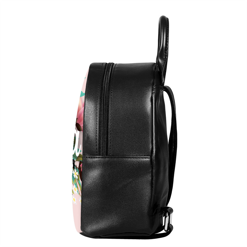 Hawaiian Flower Aloha Print Leather Backpack – GearFrost