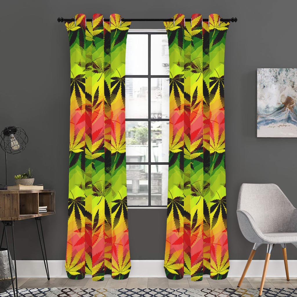 Hemp Leaf Reggae Pattern Print Grommet Curtain Panels – GearFrost