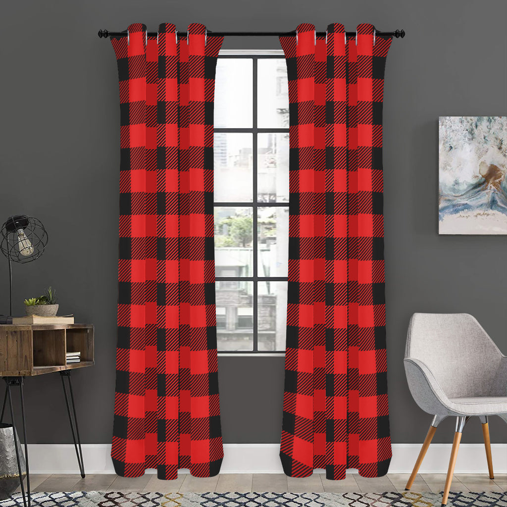 Hot Red Buffalo Plaid Print Grommet Curtain Panels – GearFrost