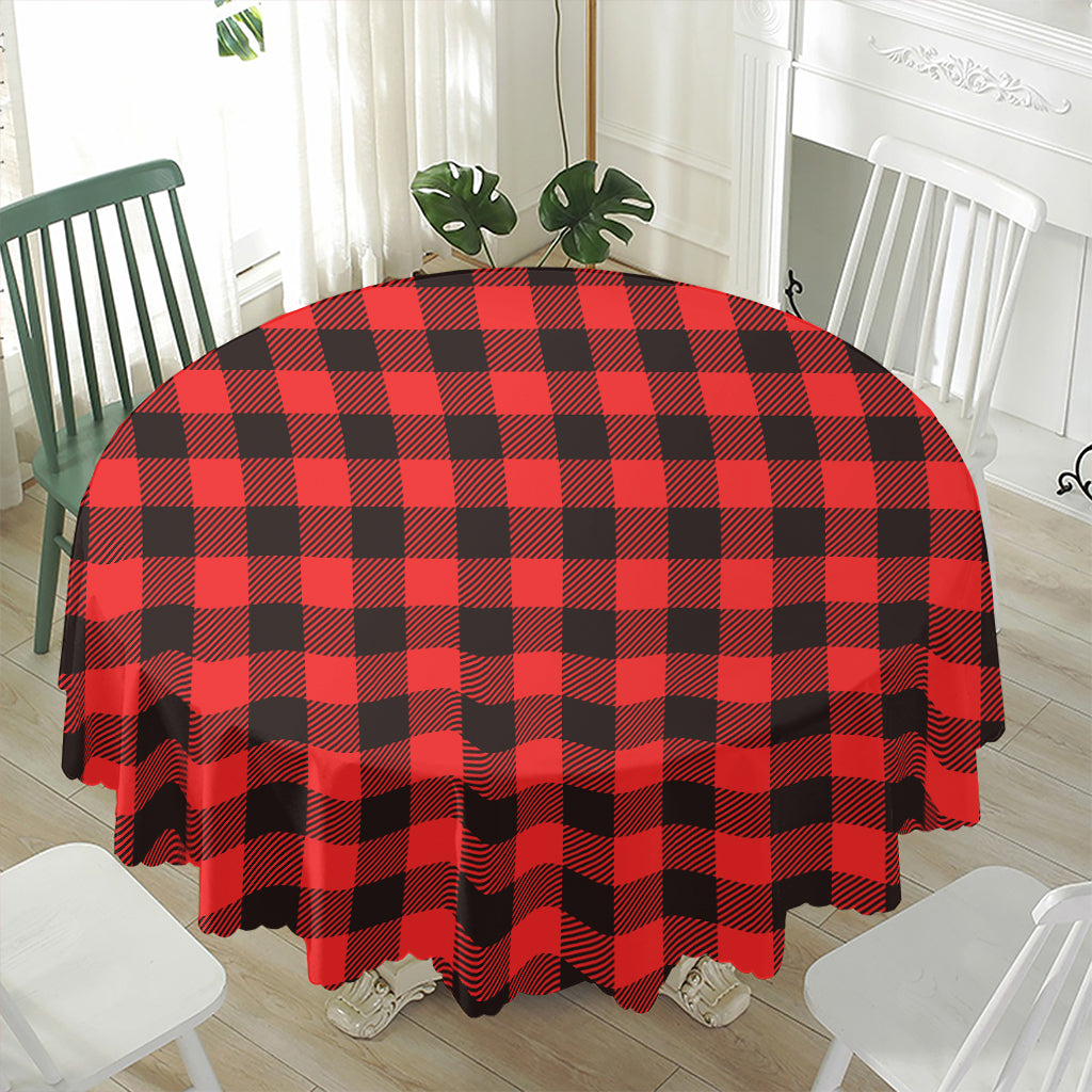 Hot Red Buffalo Plaid Print Waterproof Round Tablecloth – GearFrost