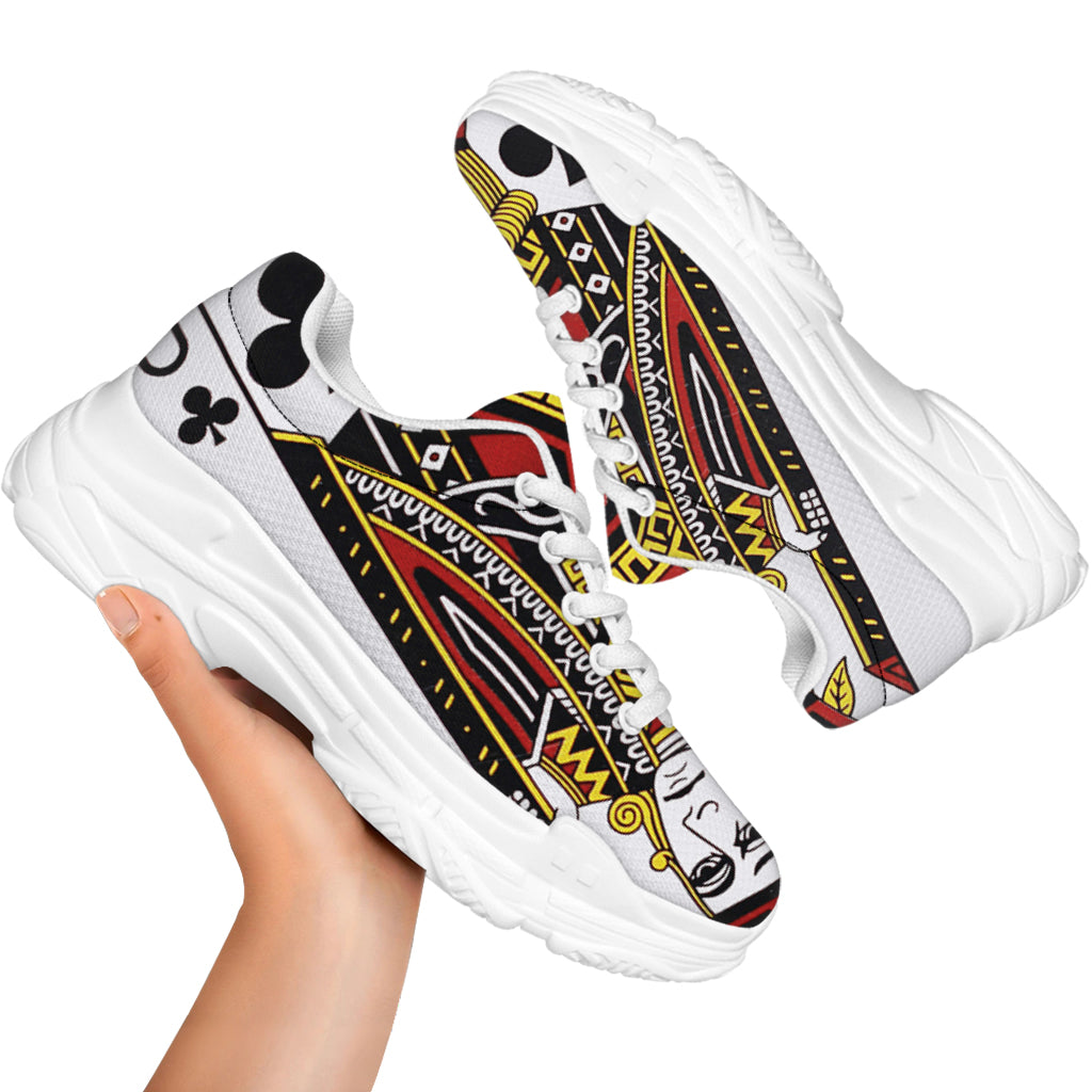 Jack Of Clubs Playing Card Print White Chunky Shoes – GearFrost