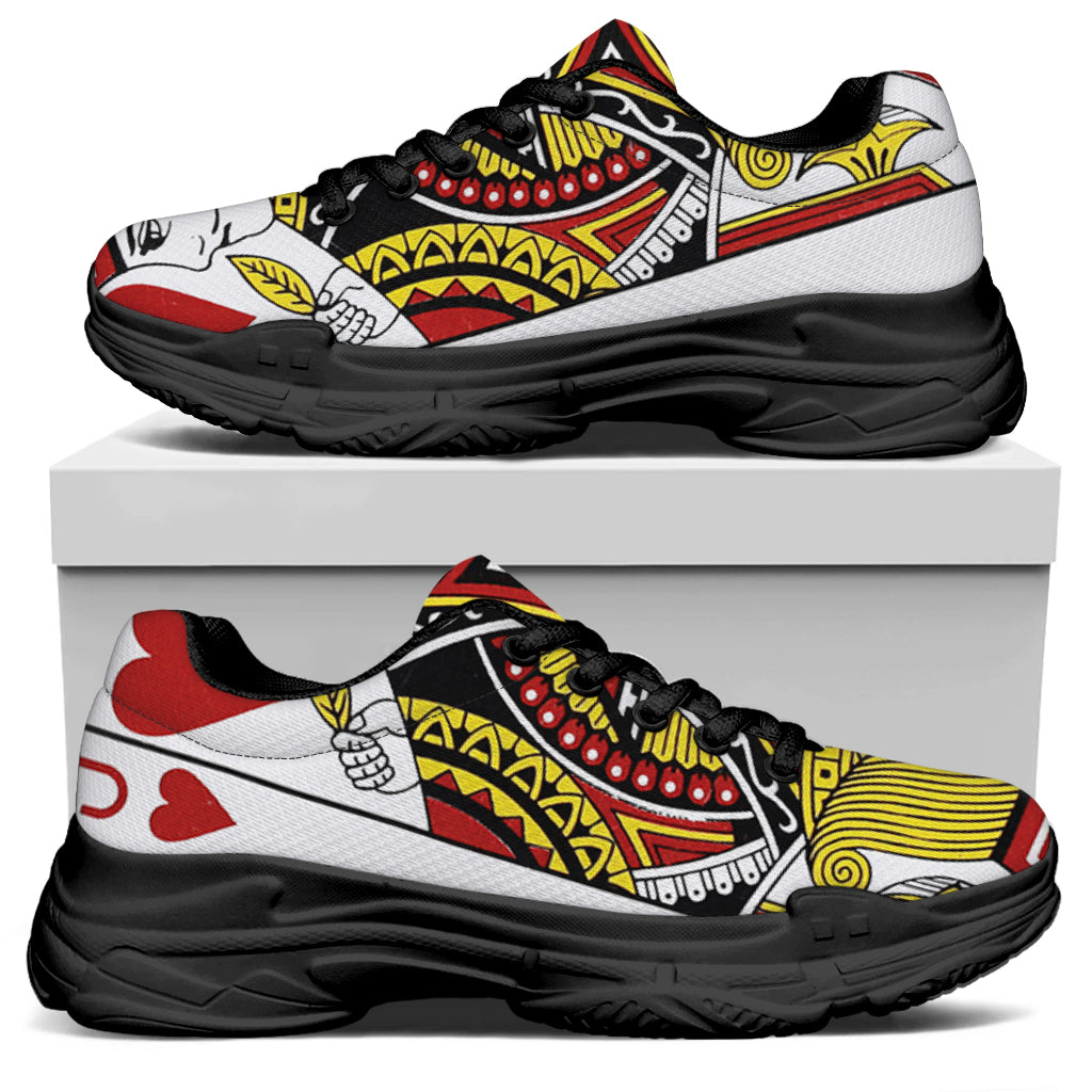 Jack Of Hearts Playing Card Print Black Chunky Shoes – GearFrost
