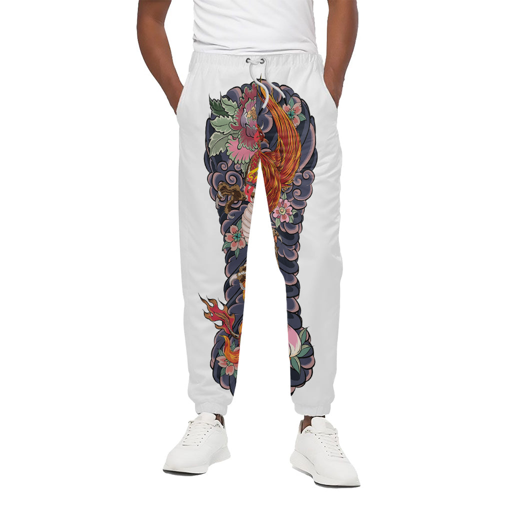 Japanese Dragon And Phoenix Tattoo Print Cotton Sweatpants – GearFrost