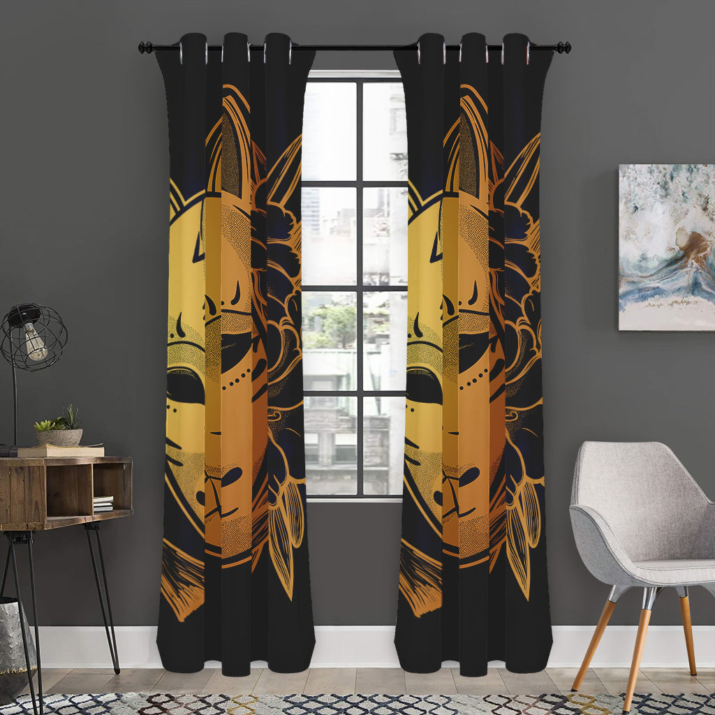 Japanese Fox Mask Print Grommet Curtain Panels – GearFrost