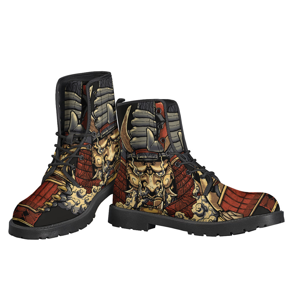 Japanese Ghost Samurai Print Leather Boots – GearFrost