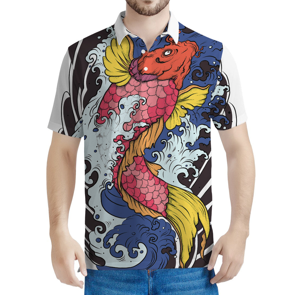 Japanese Koi Carp Tattoo Print Men's Polo Shirt – GearFrost