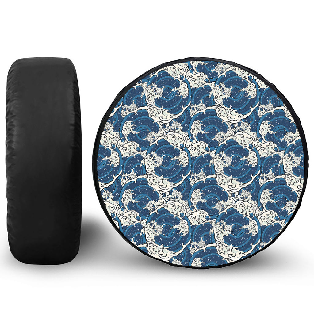 Japanese Ocean Wave Pattern Print Leather Spare Tire Cover – GearFrost