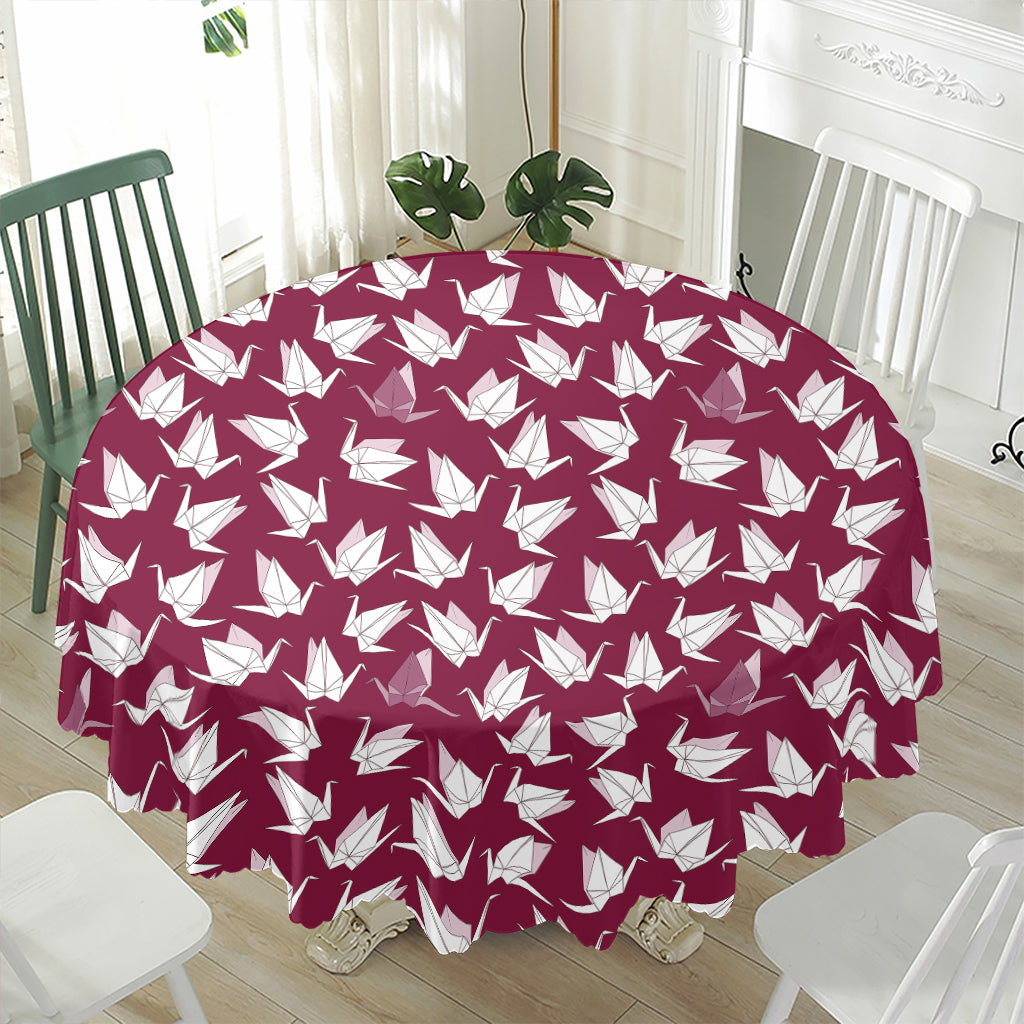 Japanese Origami Crane Pattern Print Waterproof Round Tablecloth ...